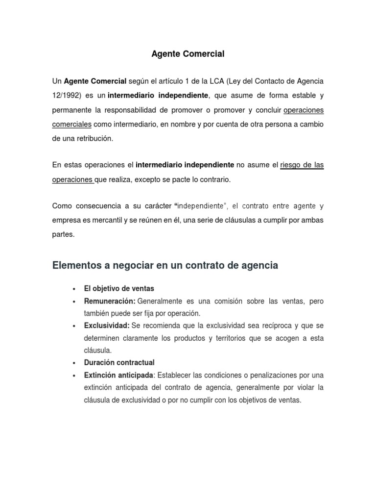Que Es Un Agente Comercial y Tipos de Agentes | PDF