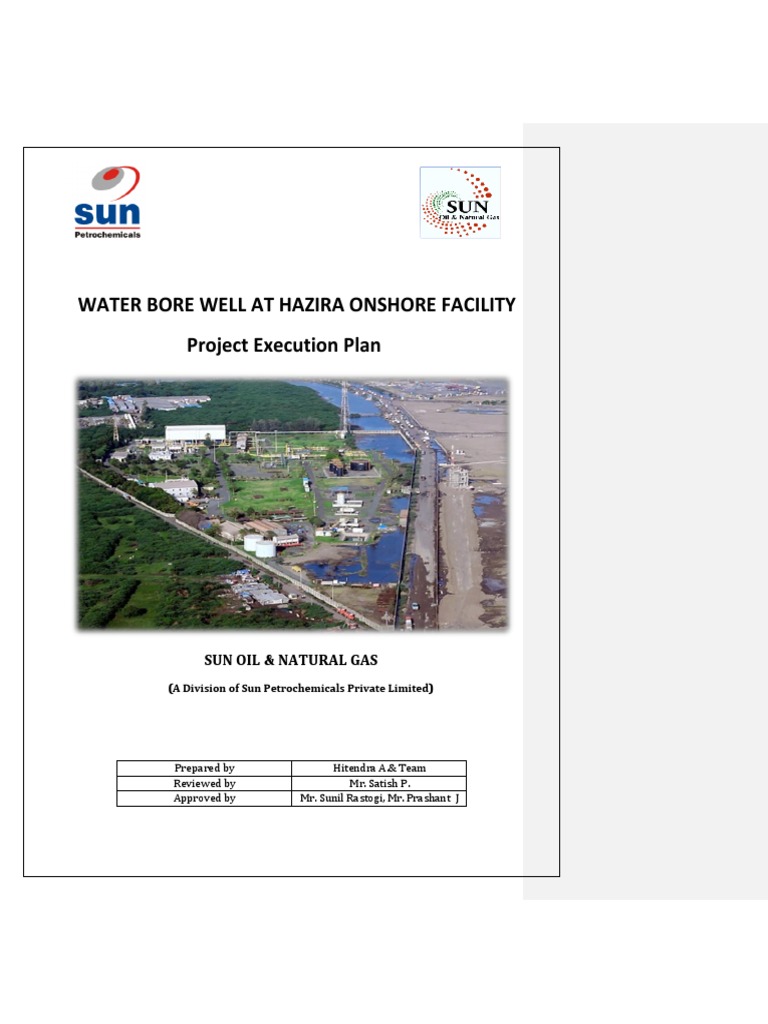 Water Bore Well at Hazira Onshore Facility Project Execution Plan | PDF ...