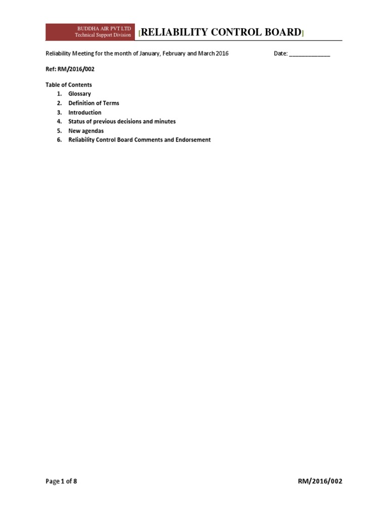 Reliability Meeting Agenda RM 2016 002 | PDF | Reliability Engineering ...