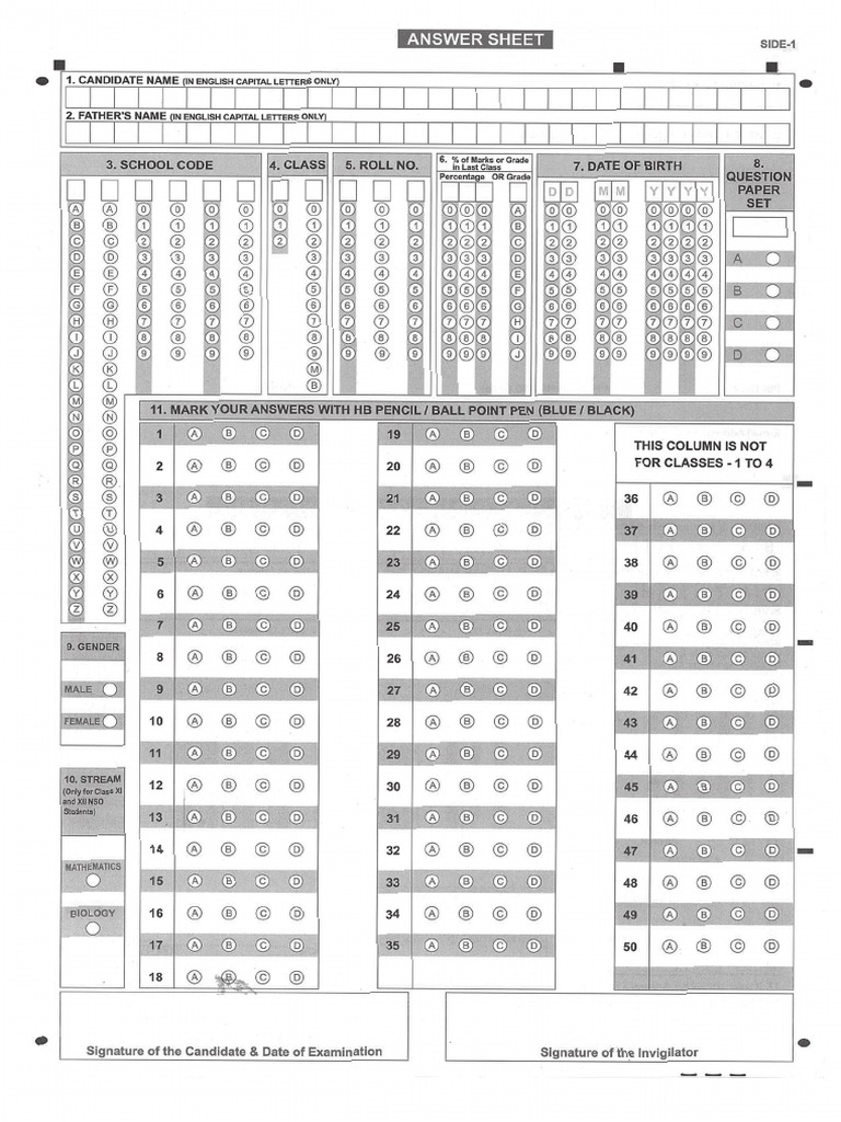 Osds Omr Sheet PDF | PDF