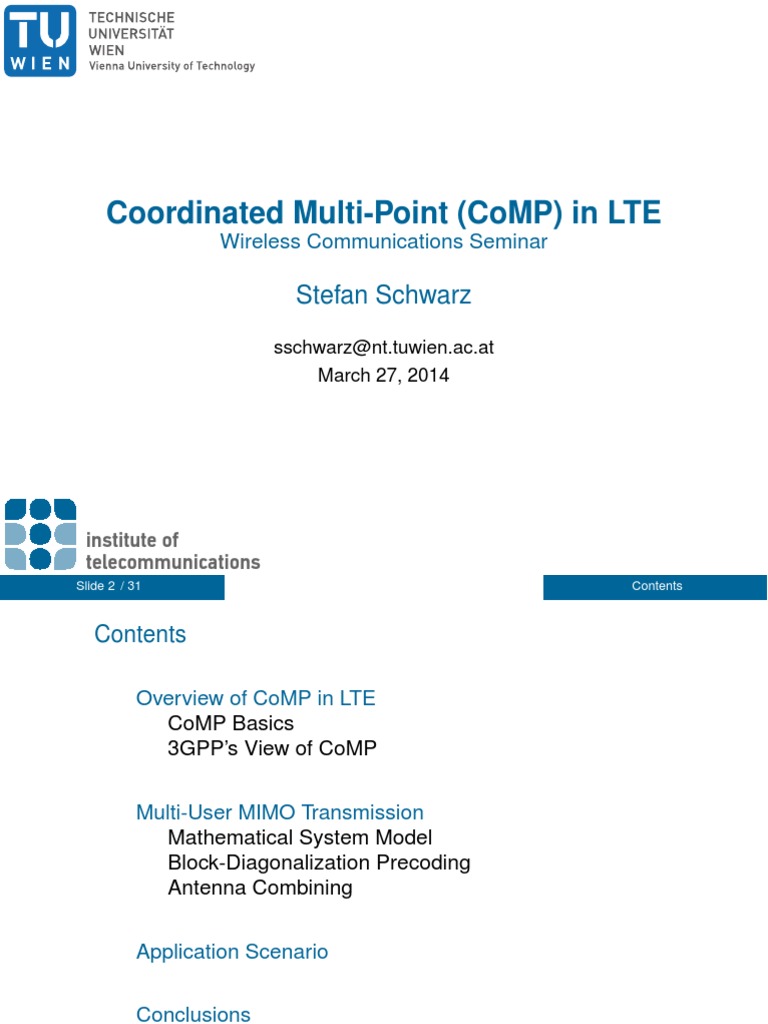 Coordinated Multi-Point (Comp) in Lte: Stefan Schwarz | PDF | Lte ...