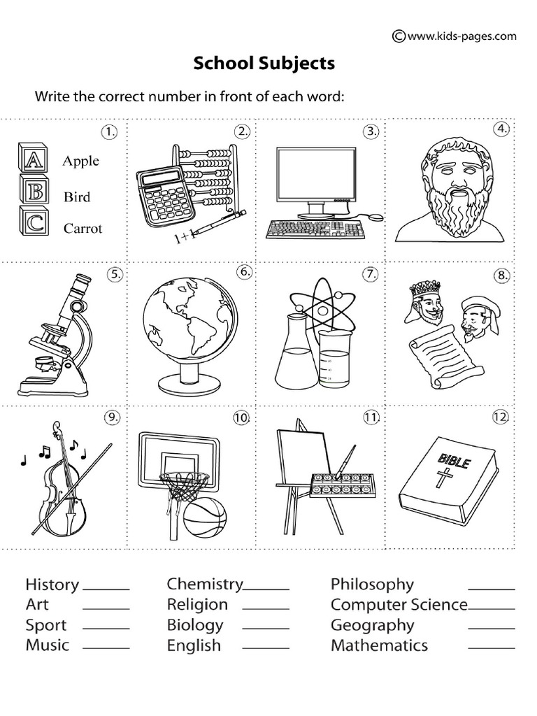 Unir Dibujo y Palabra School Subjects | PDF | Escuelas | Estudiantes