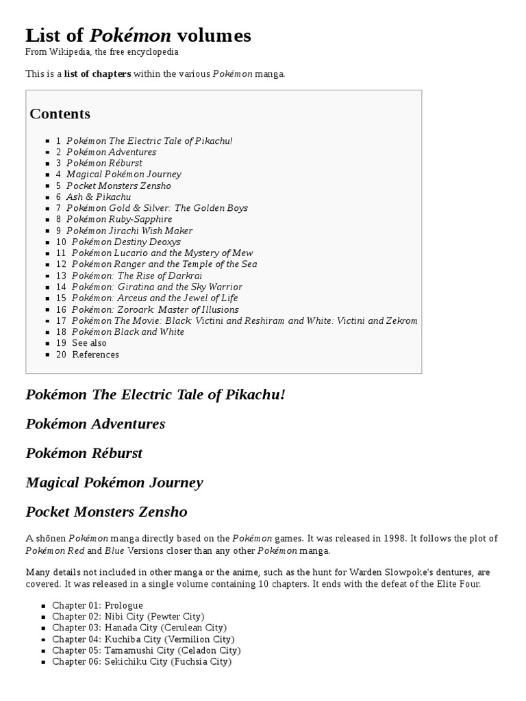 List of Pokémon Volumes | PDF | Pokémon | Media Franchises