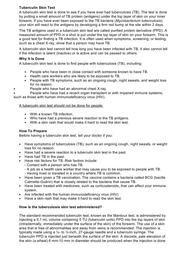 Tuberculin Skin Test | PDF | Tuberculosis | Animal Diseases