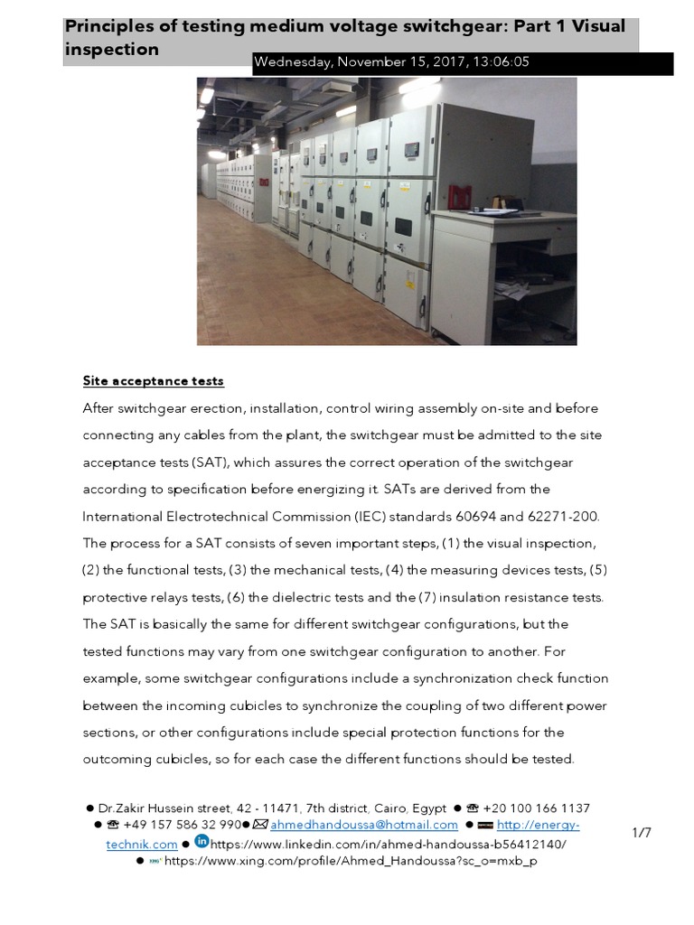 Principles of MV SWG Testing 01: Visual Inspection | PDF | Transformer ...