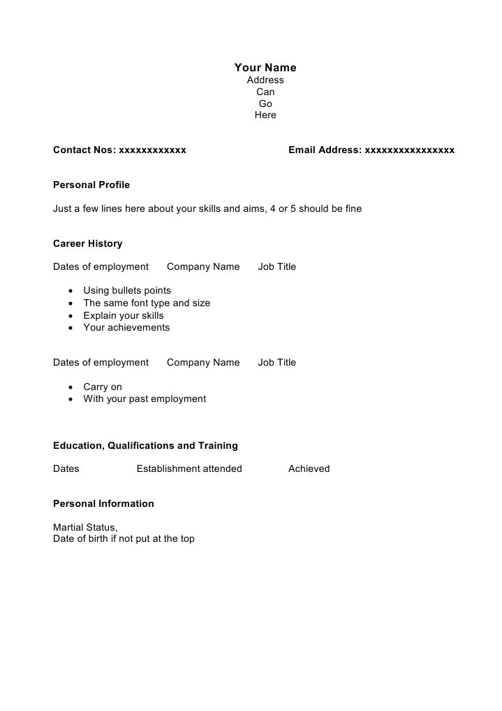 Printable CV Example | PDF