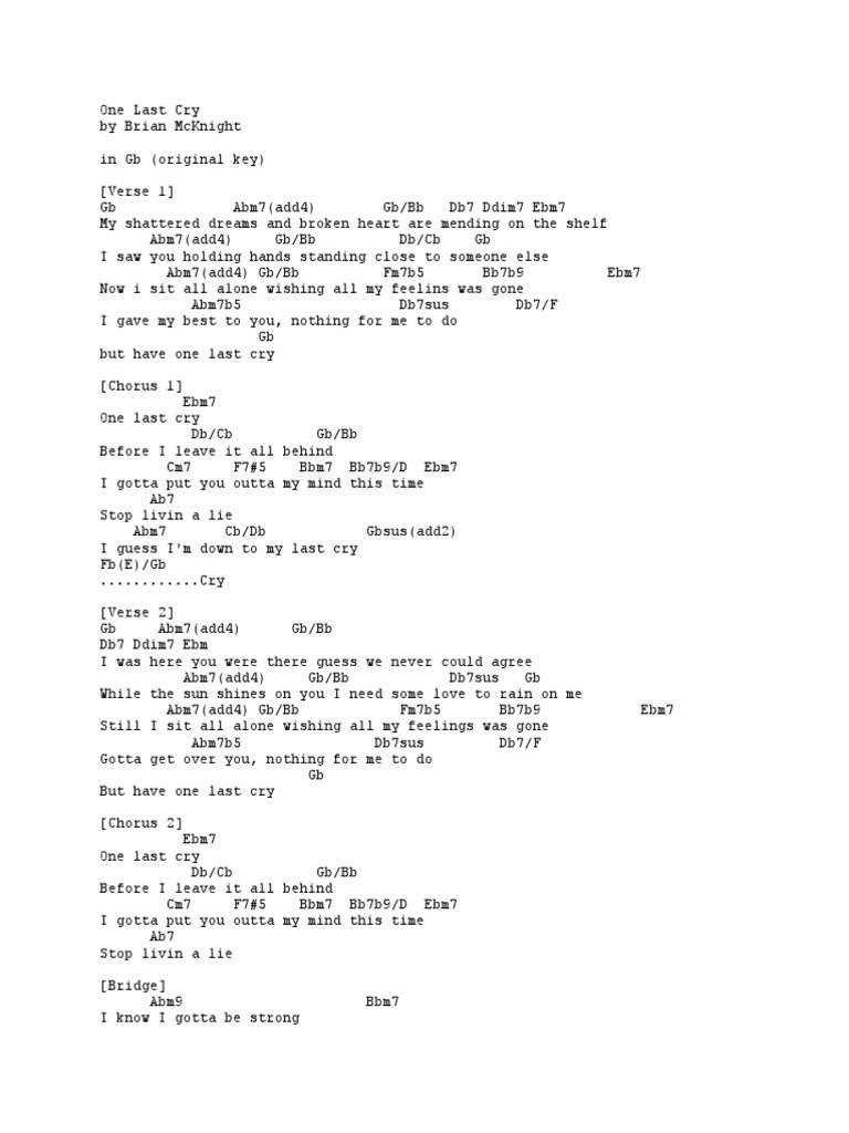 One Last Cry | PDF | Song Forms | Song Structure