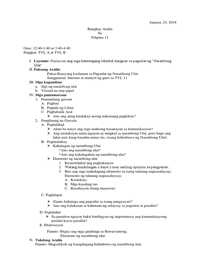 Lesson Plan in Filipino | PDF