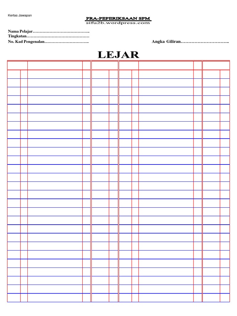 Templatpeperiksaan-Sifu2b-Kertas-Lejar UMIMOK PDF | PDF