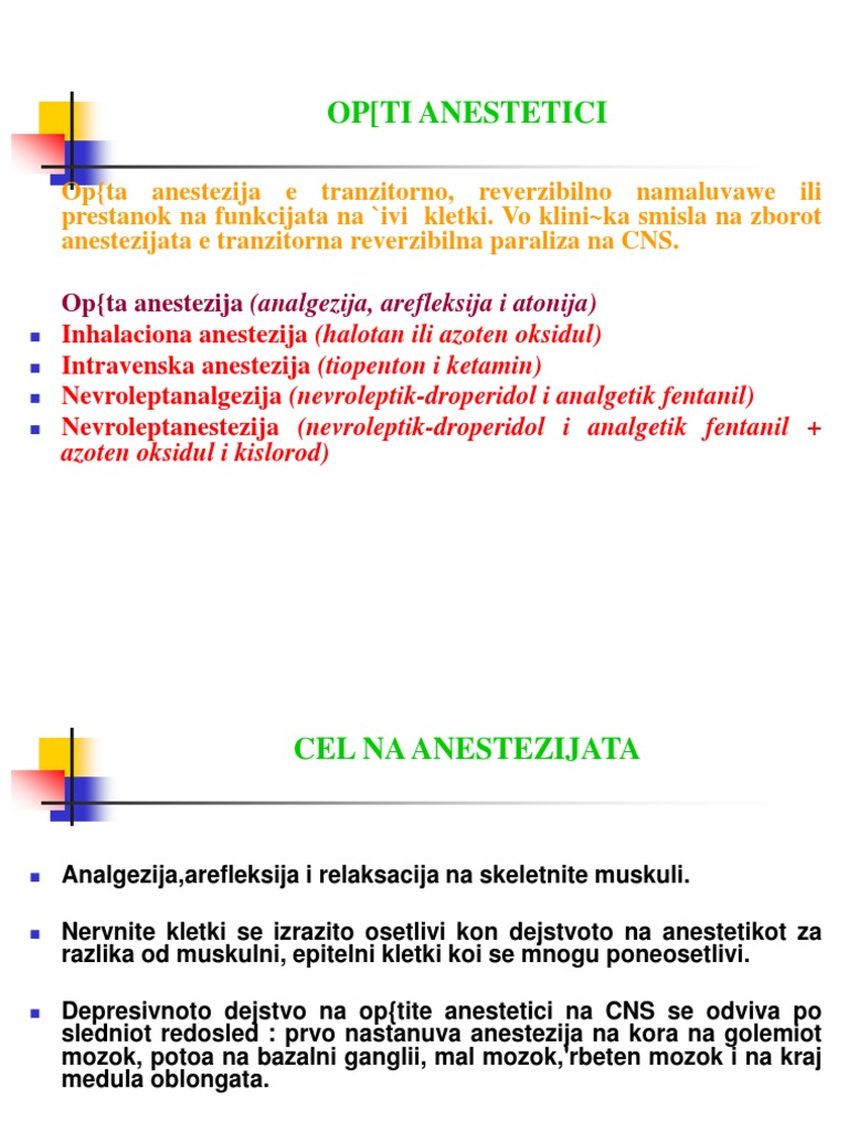 Pred. Opsti Anestetici2 | Pharmacology | Sodium