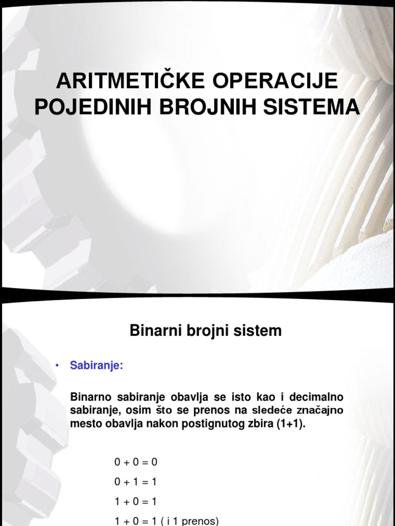 Aritmetike Operacije Pojedinih Brojnih Sistema | PDF