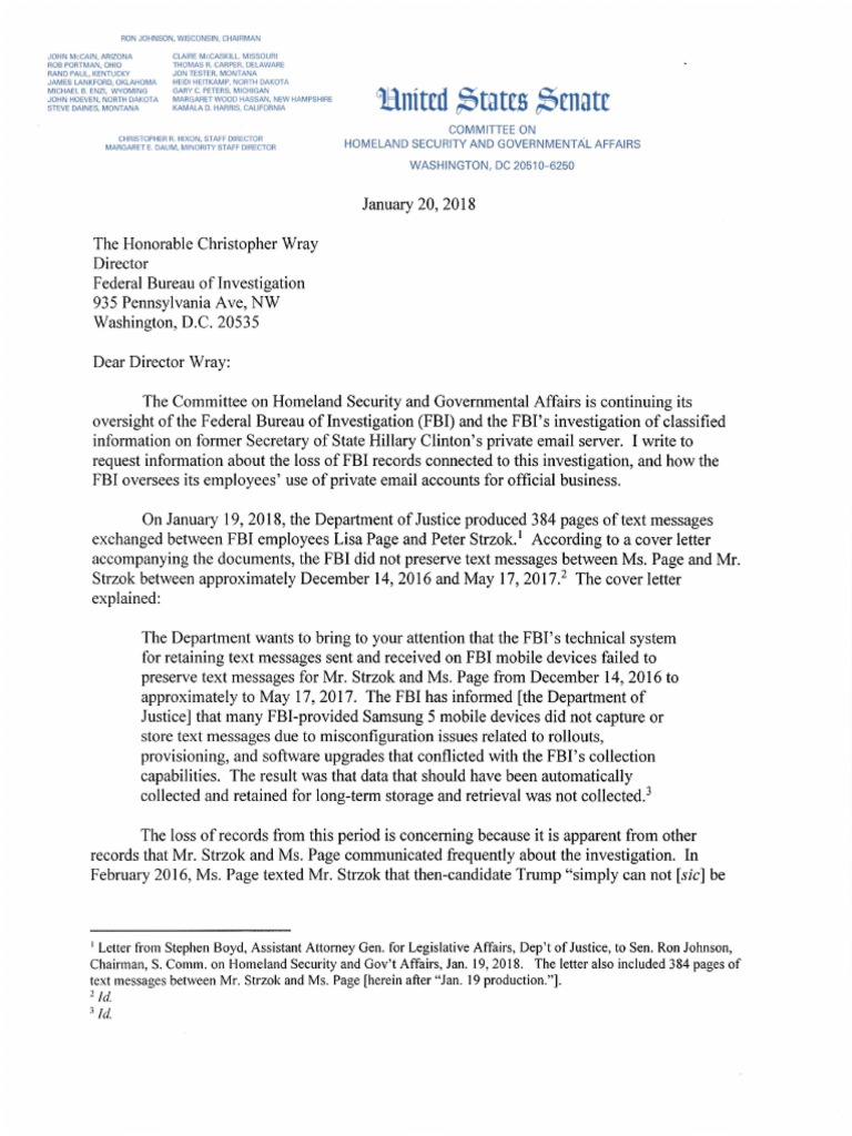 Johnson Letter To Wray | PDF