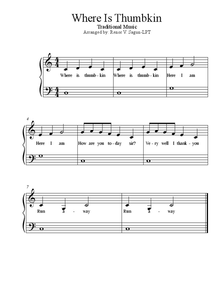 Where is Thumbkin | Leisure | Free 30-day Trial | Scribd