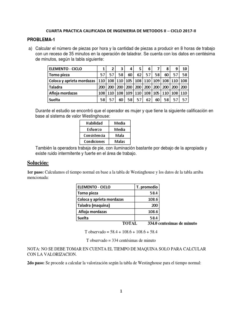 Cálculo de Tiempos Normal y Estándar | PDF | Reglas y regulaciones ...