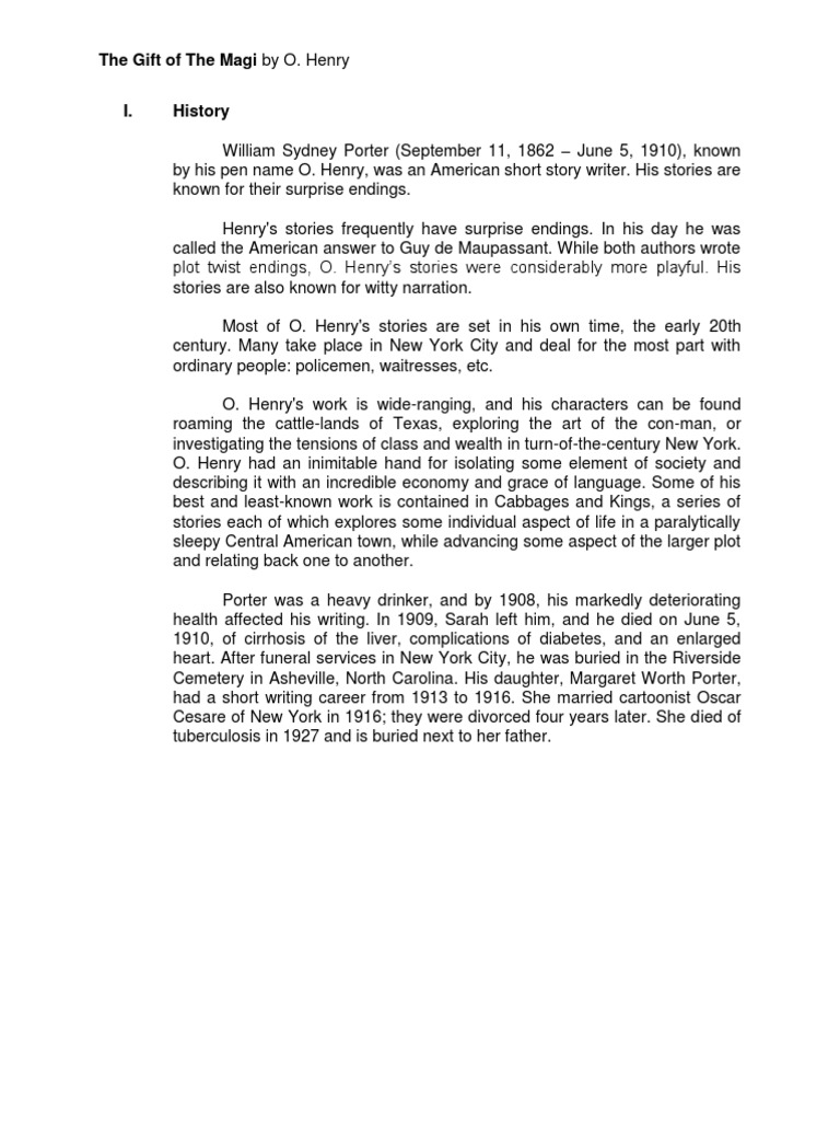 Analysis of The Gift of the Magi | PDF | O. Henry