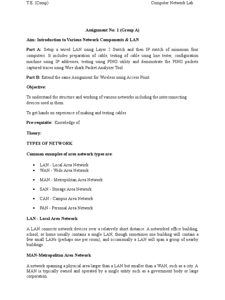 Assignment 1-LAN SETUP | PDF | Network Switch | Network Topology