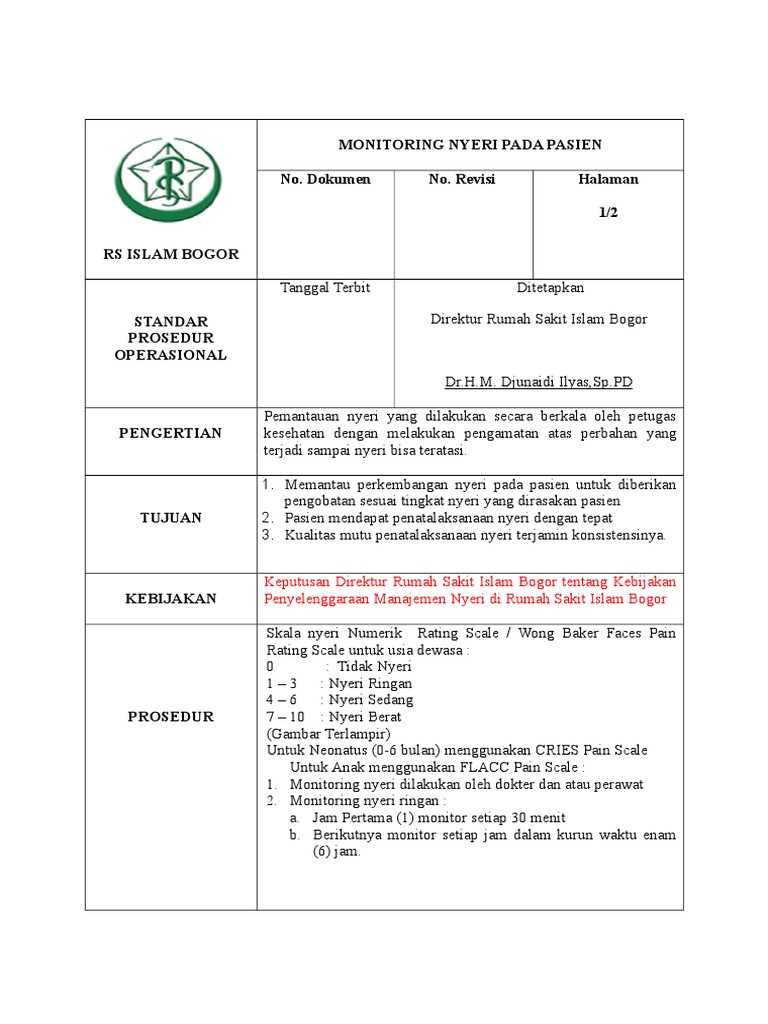 Sop Monitoring Nyeri | PDF | Kesehatan Holistik