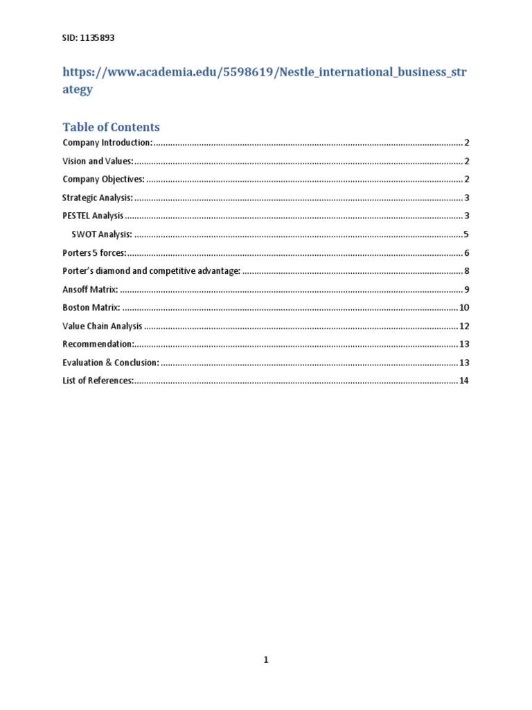 Nestle International Business Strategy | PDF | Nestlé | Strategic ...