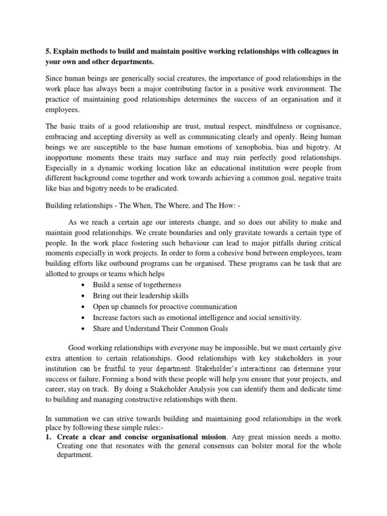 5 Good Relationships. | PDF | Goal | Leadership