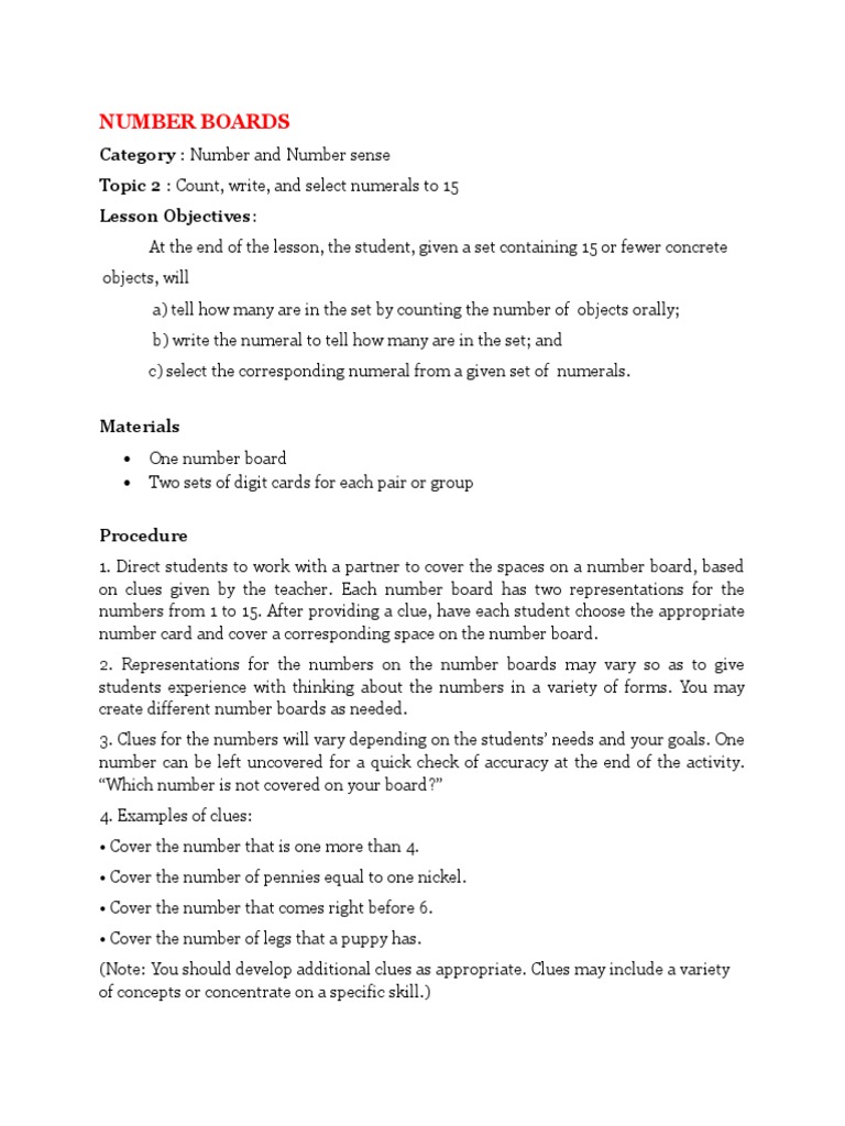 For Scribd - Number Boards | PDF