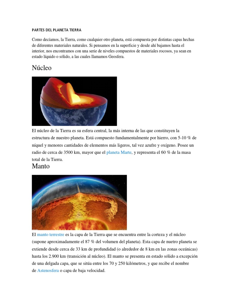 Partes Del Planeta Tierra | PDF | Tierra | Estructura de la tierra