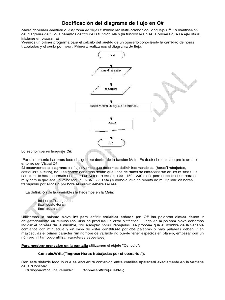 Diagramas de Flujo C# | PDF | C Sharp (lenguaje de programación ...