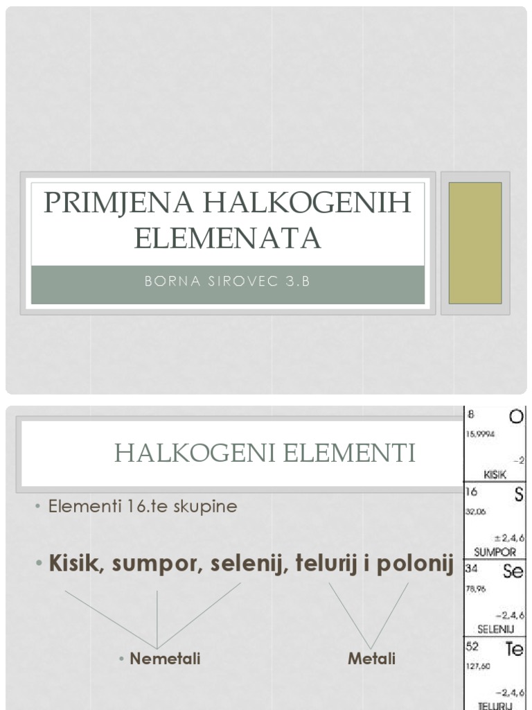 Primjena Halkogenih Elemenata | PDF