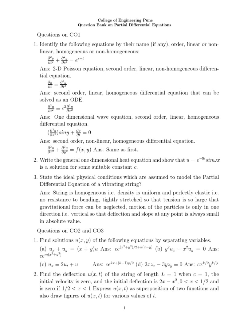Solutions PDE | PDF | Differential Equations | Wave Equation