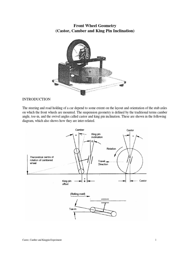 Castor Camber Kingpin | PDF | Suspension (Vehicle) | Steering