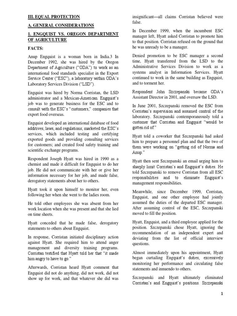 CONSTI2 Equal Protection 1 16 | PDF | Equal Protection Clause ...