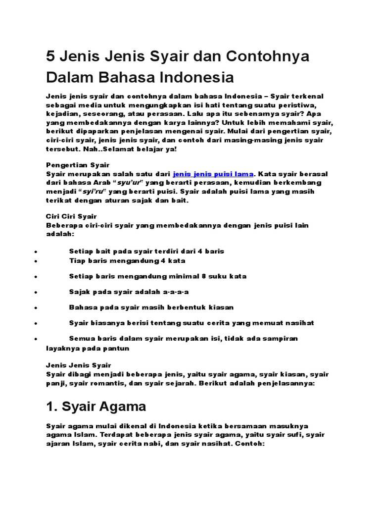 Syair | PDF | Agama & Spiritualitas | Puisi