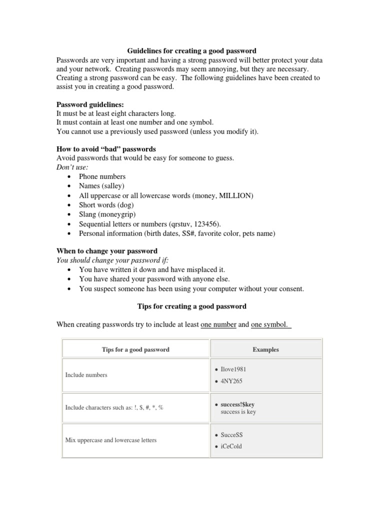 Guidelines for Creating Strong, Secure Passwords to Protect Your Data ...
