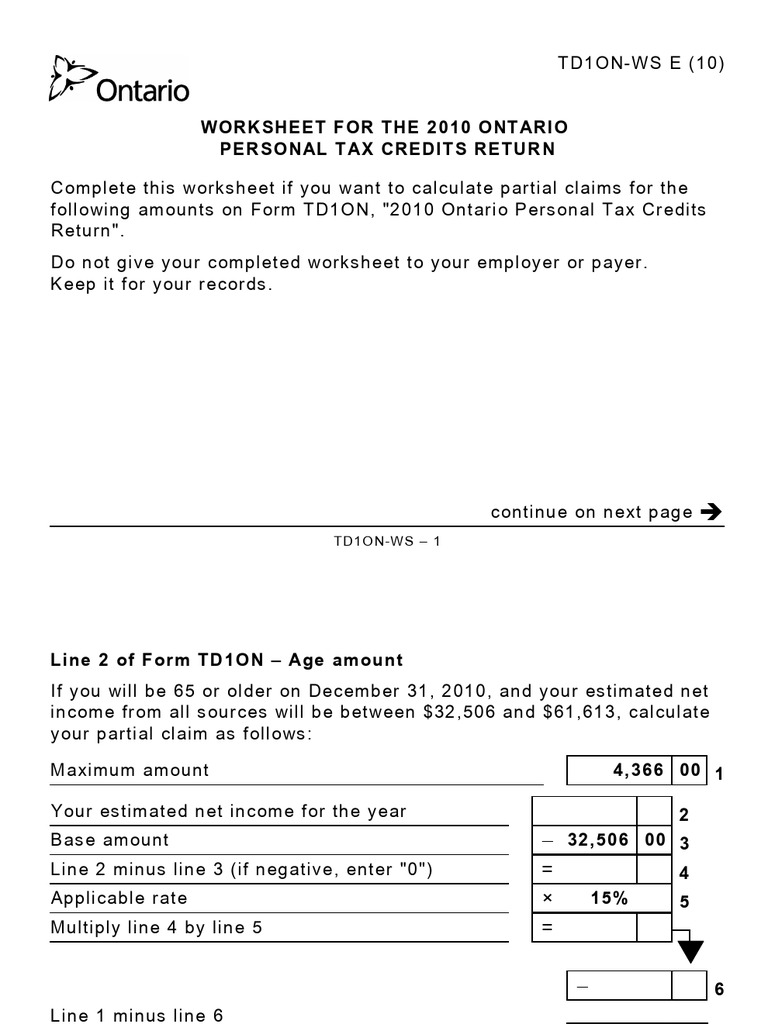 Td1on Ws LP 10e | PDF | Net Income | Tax Credit