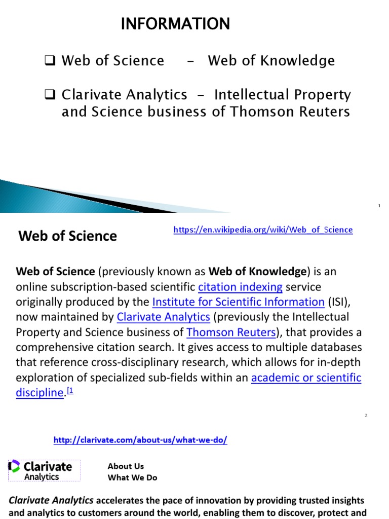 An Overview of Web of Science, Clarivate Analytics, and Their Role in ...