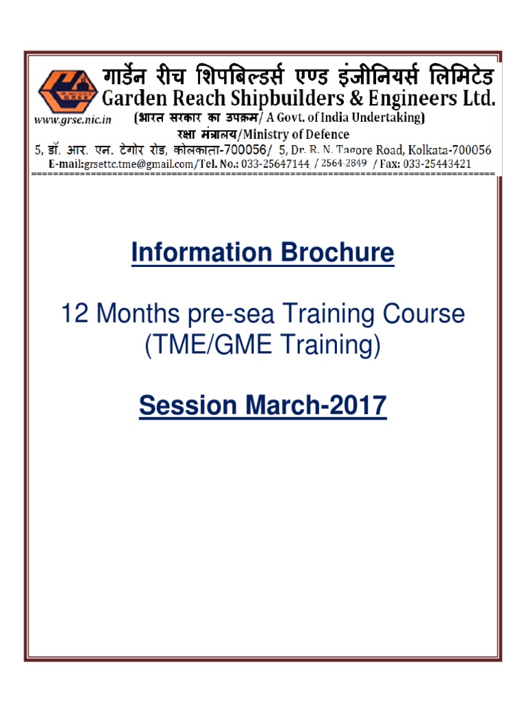 Information Brochure: 12 Months Pre-Sea Training Course (TME/GME ...