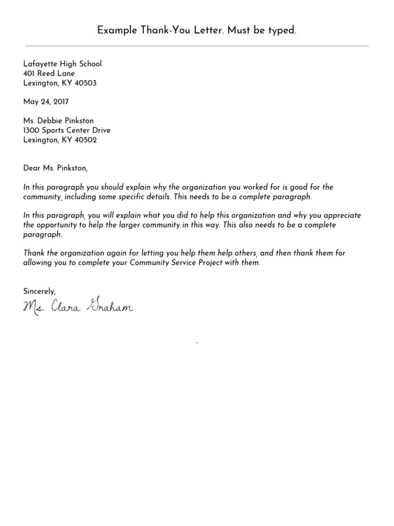 Example Thank You Letter | PDF