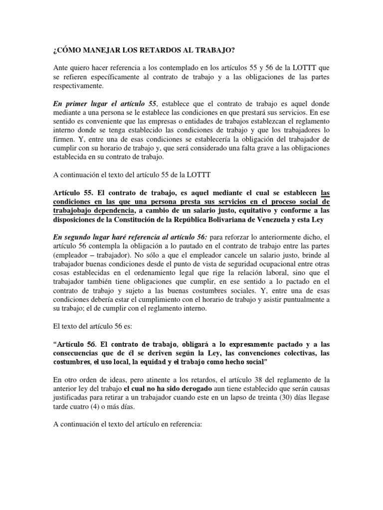 Cómo Manejar Los Retardos Al Trabajo | PDF | Derecho laboral | Virtud