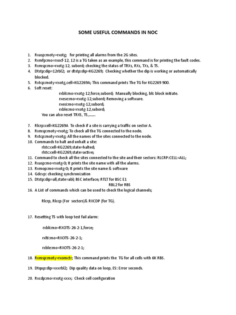 NOC Command Reference Guide | PDF | Telecommunications Standards ...