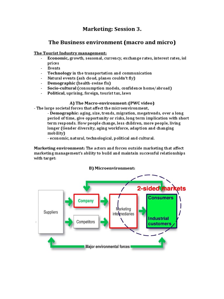Marketing: Session 3. The Business Environment (Macro and Micro) | PDF