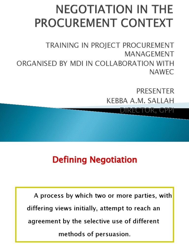 Negotiation in The Procurement Context | Download Free PDF ...