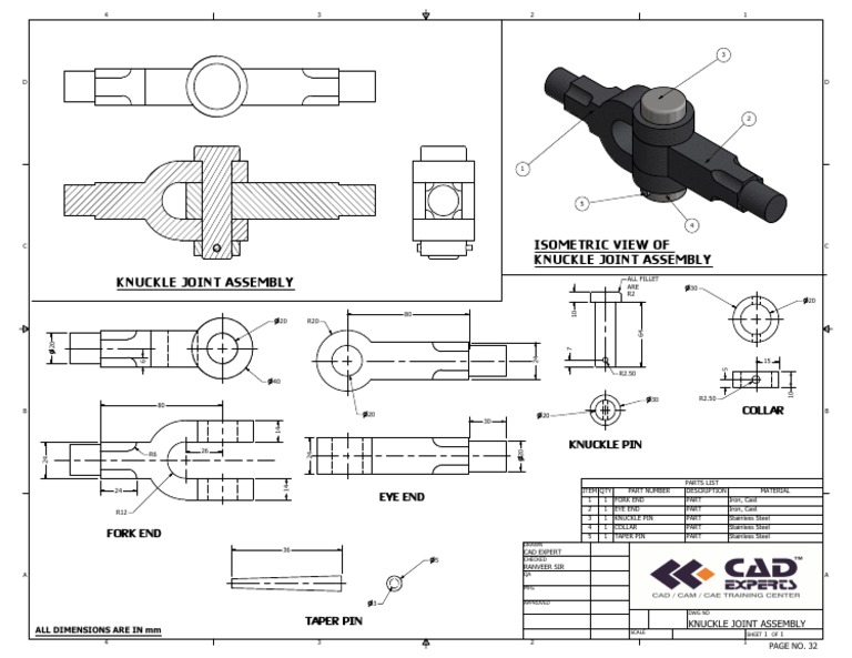 32 - Knuckle Joint Final | PDF | Technical Drawing | Building Materials