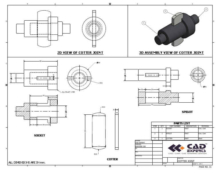 31 Cotter Joint Final | PDF | Computer Aided Design | Autodesk
