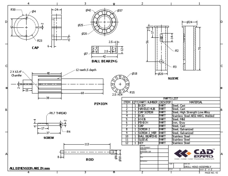 43 - Drill Head Assembly Final | PDF | Screw | Steel