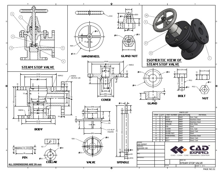 Steam Stop Valve Assembly Drawing | PDF | Valve | Metals