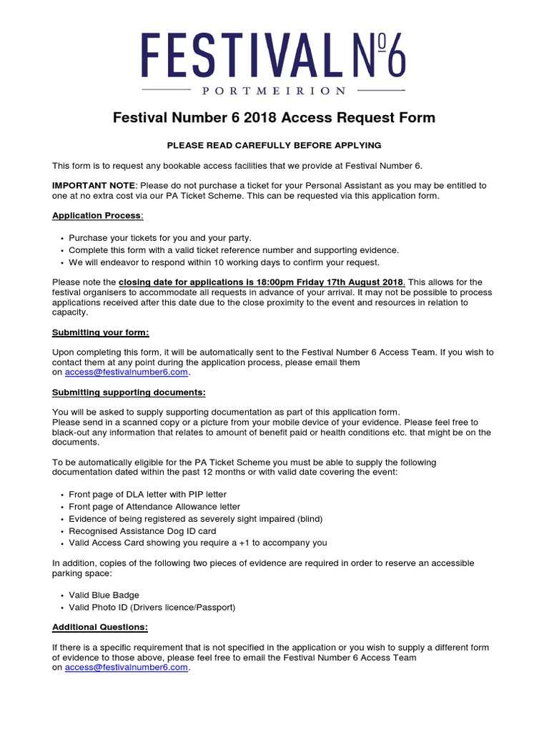 FN6 Access Application Form | PDF | Campsite | Identity Document