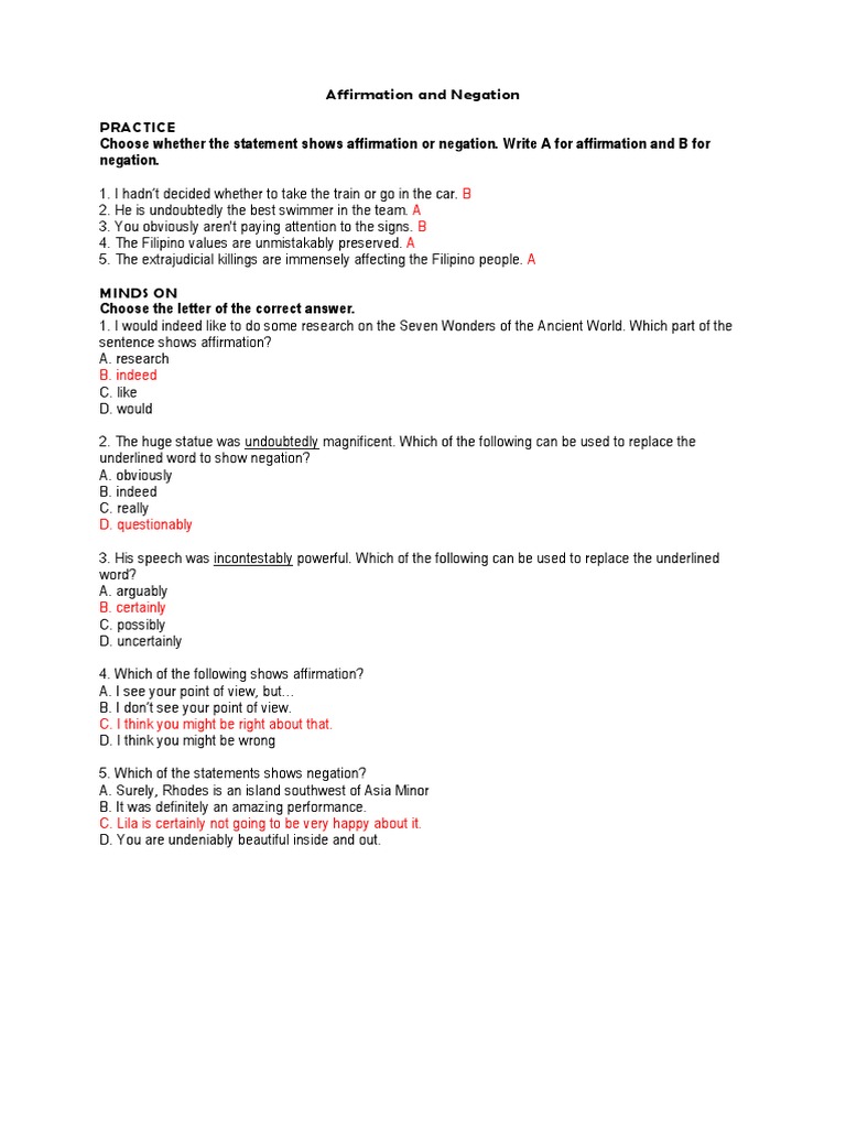 Affirmation and Negation | Truth | Cognitive Science