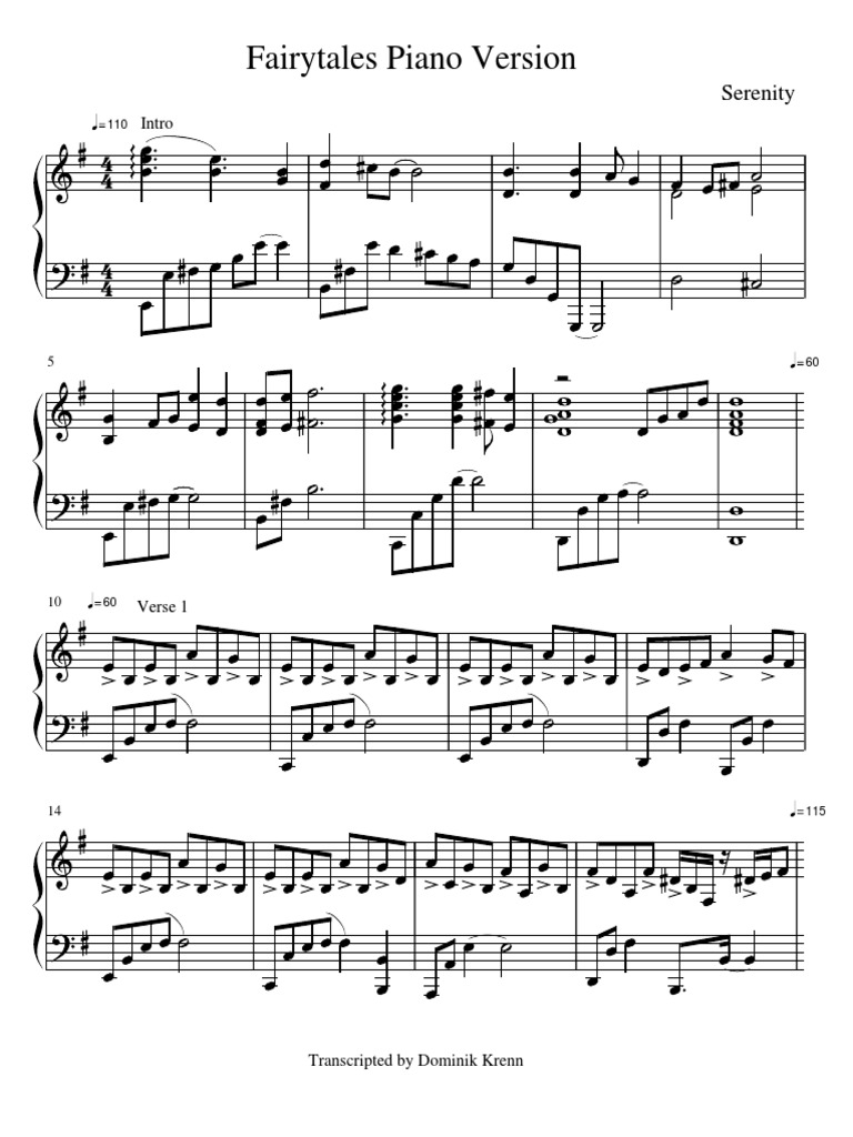 Fairytales Piano Version | PDF | Song Structure | Entertainment
