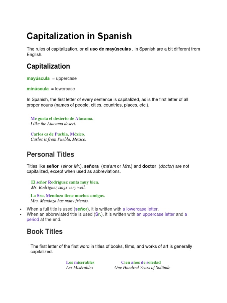 Capitalization in Spanish | PDF | Letter Case | Linguistics