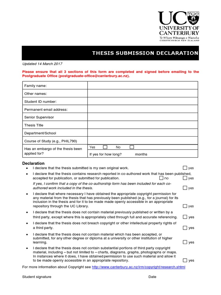Declaration Form | Thesis | Libraries