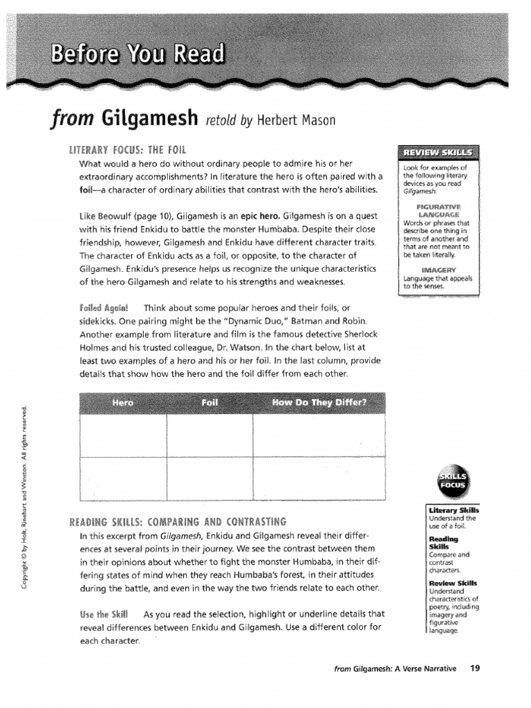 Gilgamesh Reading Handout
